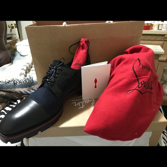 Christian Louboutin | Shoes | Mika Sky Flat Calf Version Navy Black ...